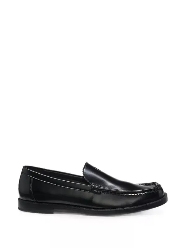 Hugo Leather Moccasins With Stacked Logo Detail