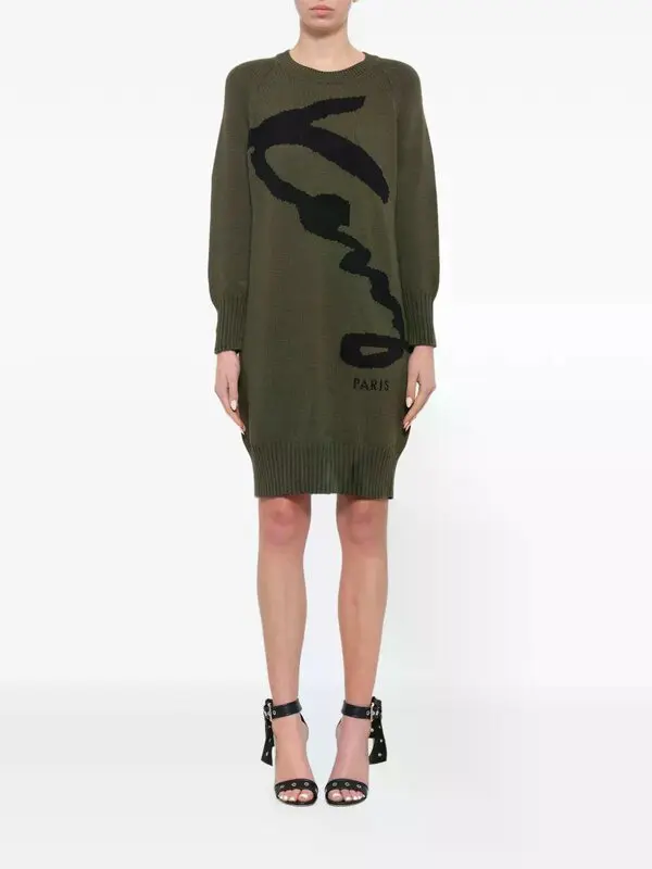 Kenzo Logo Intarsia Knitted Mini Dress