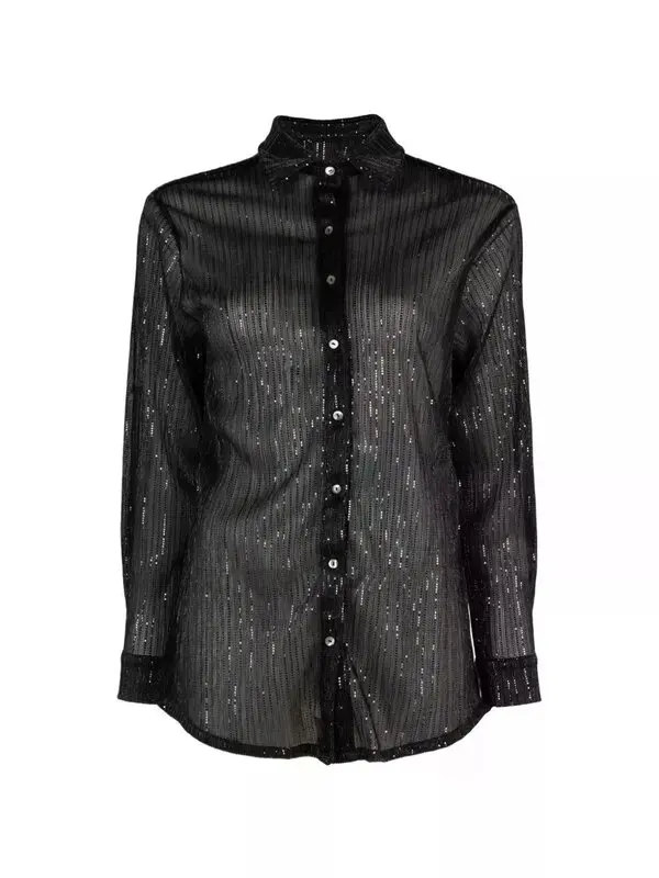 PALMACEA Nuna Sequin Embellished Sheer Shirt
