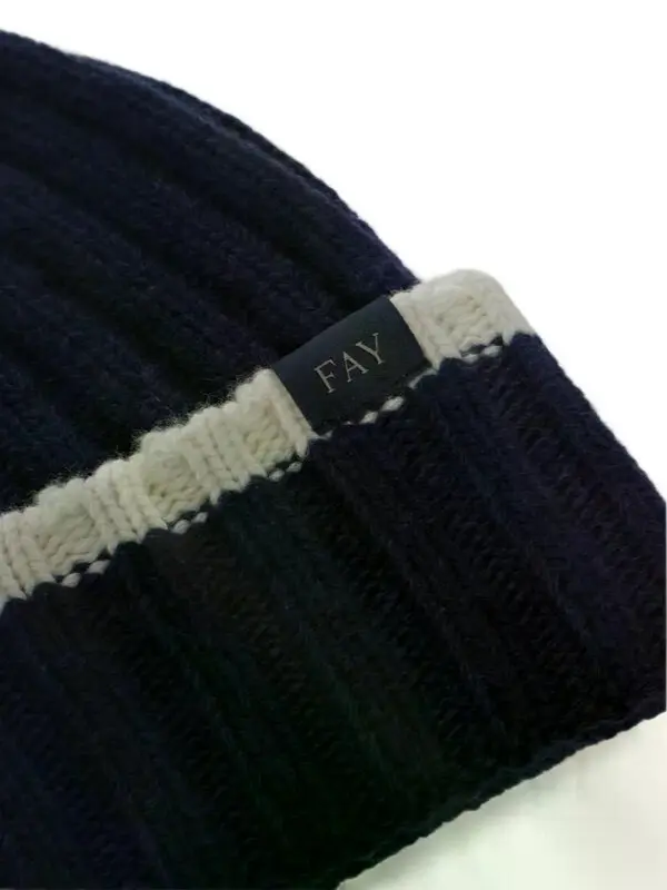 FAY Ribbed Knit Beanie Hat
