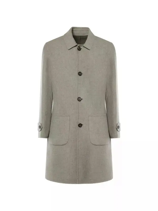 Eleventy Herringbone-pattern Single-breasted Coat