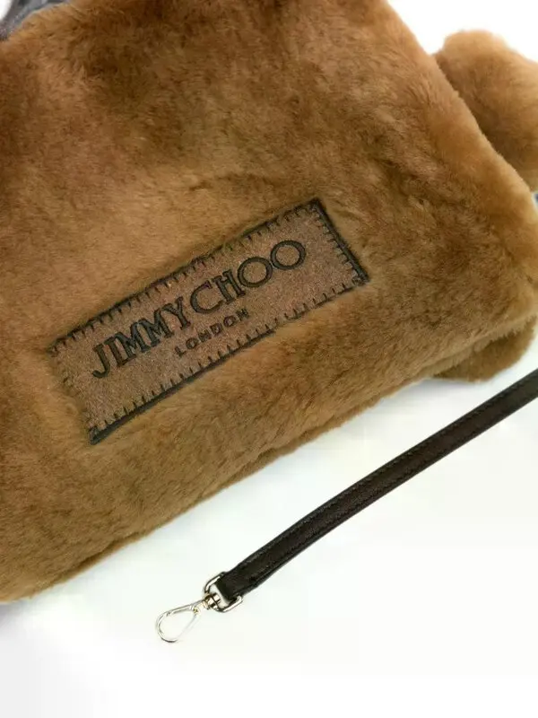 JIMMY CHOO Faux Shearling Drawstring Tote Bag