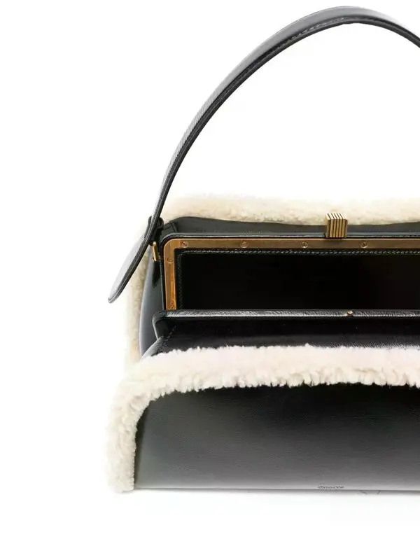Khaite Shearling-trimmed Leather Tote Bag