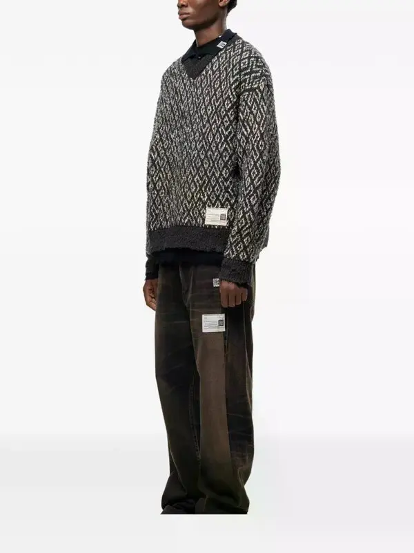 Mihara Yasuhiro Diamond Knit V-neck Sweater