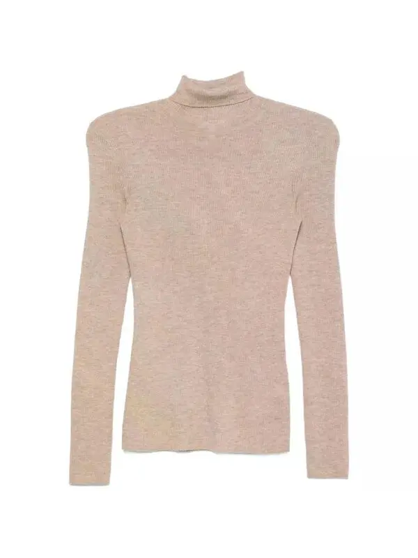 Maje Ribbed Knit Roll Neck Sweater - Neutrals