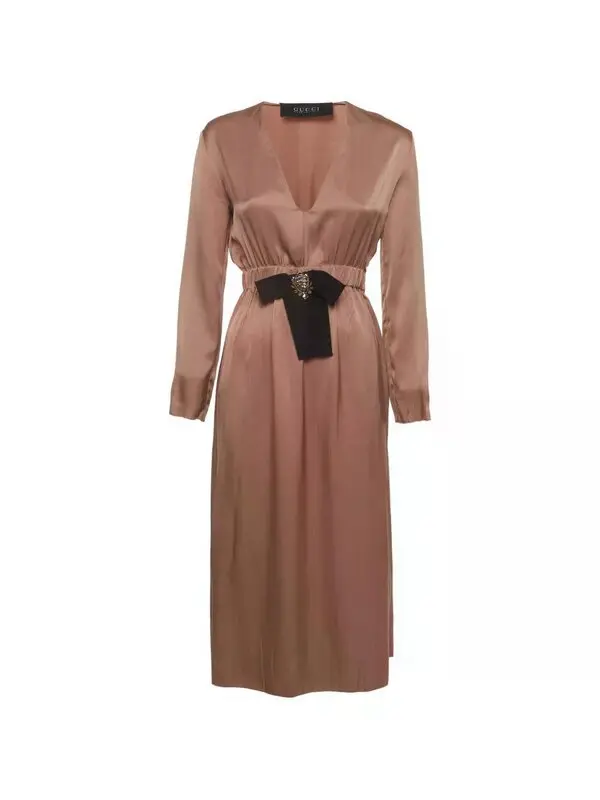 Gucci V-neck Midi Dress With Bow Detail