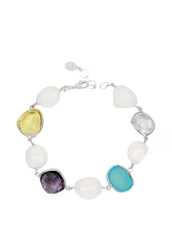 DOWER & HALL Candy Gemstone Pearl Bracelet - Silver