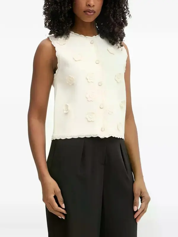 MORGAN Floral-appliqué Lace-trim Cardigan