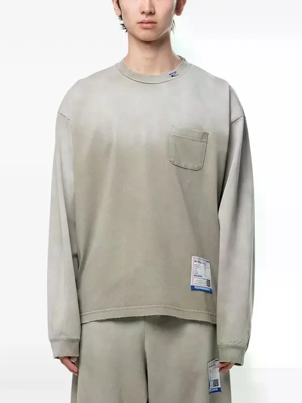 Mihara Yasuhiro Sun Faded Like Distressed Long Sleeve T-shirt - Neutrals