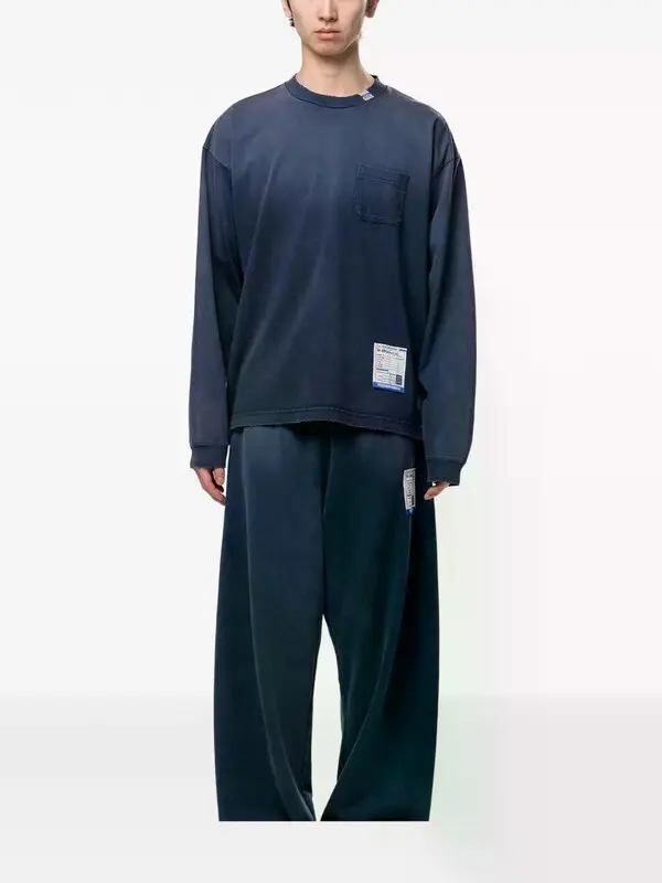 Mihara Yasuhiro Sun Faded Like Distressed Long Sleeve T-shirt - Blue
