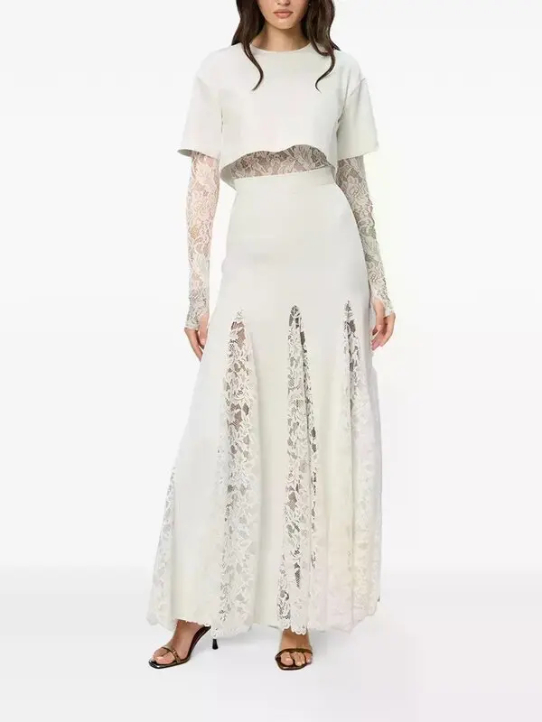 HAMZA Osaka Lace-panelled Cropped Top By - White