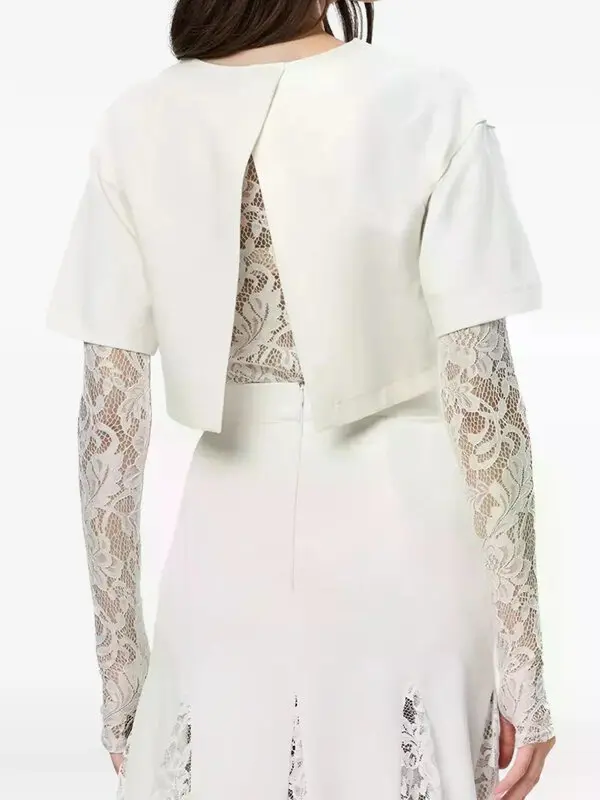 HAMZA Osaka Lace-panelled Cropped Top By - White