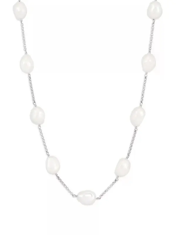 DOWER & HALL Baroque Luna Pearl Chain Necklace - Silver