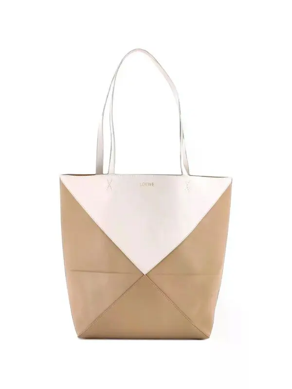 Loewe Puzzle Fold Leather Medium Tote Bag - Neutrals