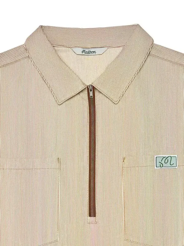 MALBON The Hickory Stripe-print Shirt - Neutrals
