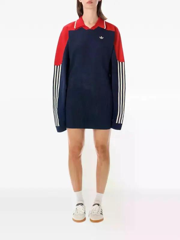 Adidas Colour-block Mesh-knit Mini Dress