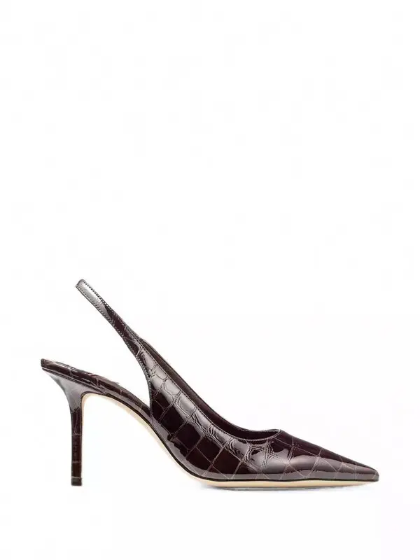 JIMMY CHOO Love Slingback 85mm Pumps In Croc-embossed Leather - Brown