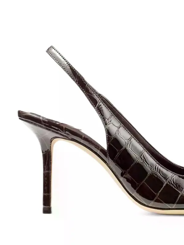JIMMY CHOO Love Slingback 85mm Pumps In Croc-embossed Leather