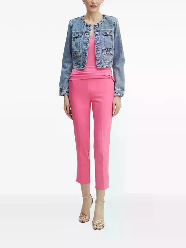 MORGAN Vcharme Collarless Cropped Denim Jacket