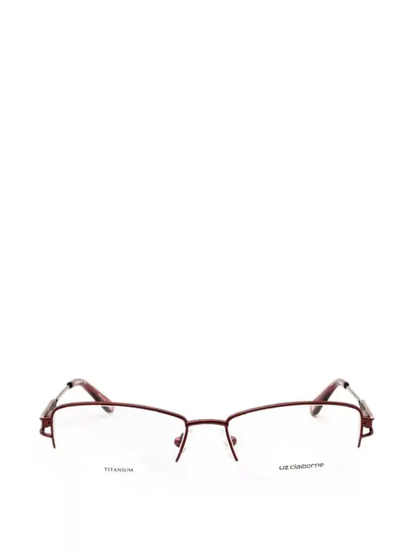 LIZ CLAIBORNE Titanium Rectangle Eyeglasses - Red