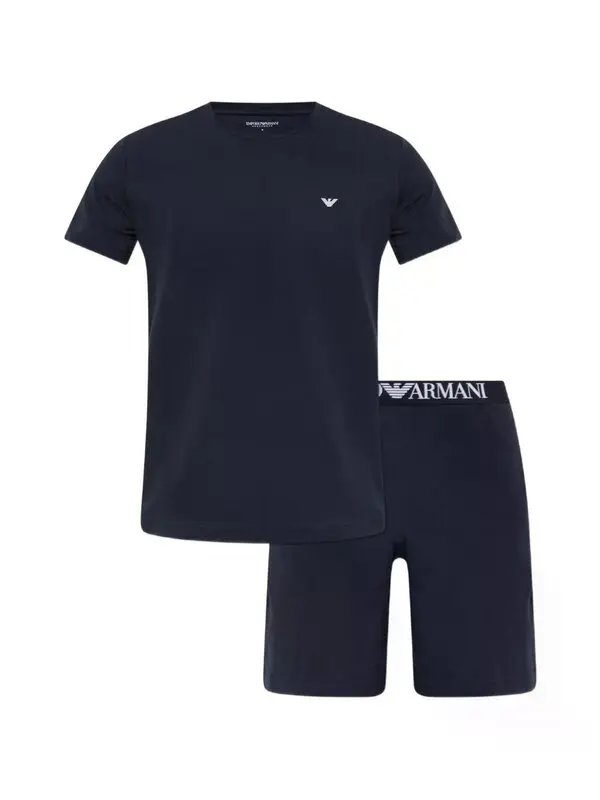 Emporio Armani Logo-waistband Pajamas - Blue