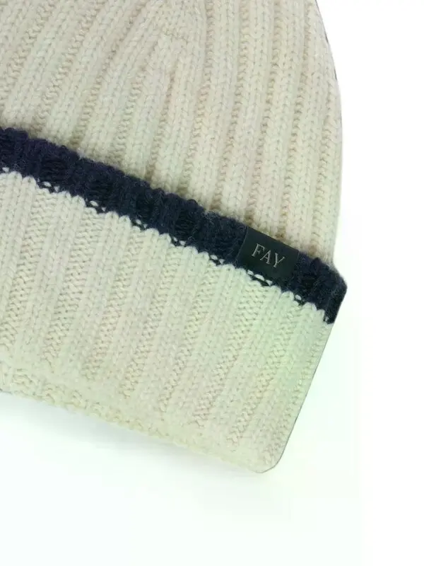 FAY Ribbed-knit Stripe Beanie Hat