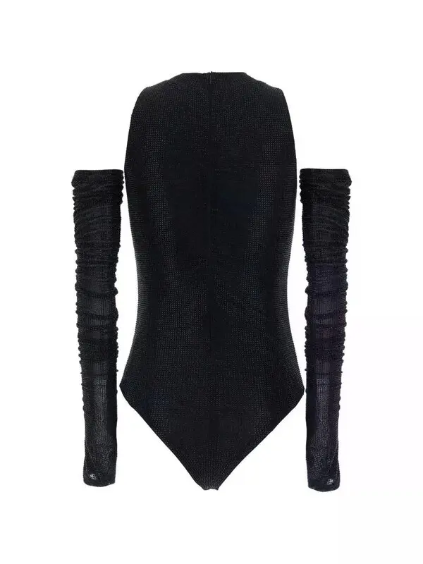 TWENTY FOURHAITCH Crystal-embellished Ruched Bodysuit