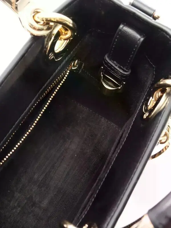 Dior Leather Quilted Lady 95.22 Mini Tote Bag - Black