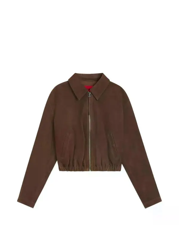 Hugo Suede Jacket With Gathered Hem