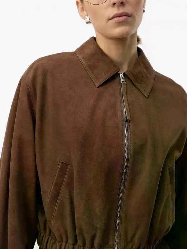 Hugo Suede Jacket With Gathered Hem