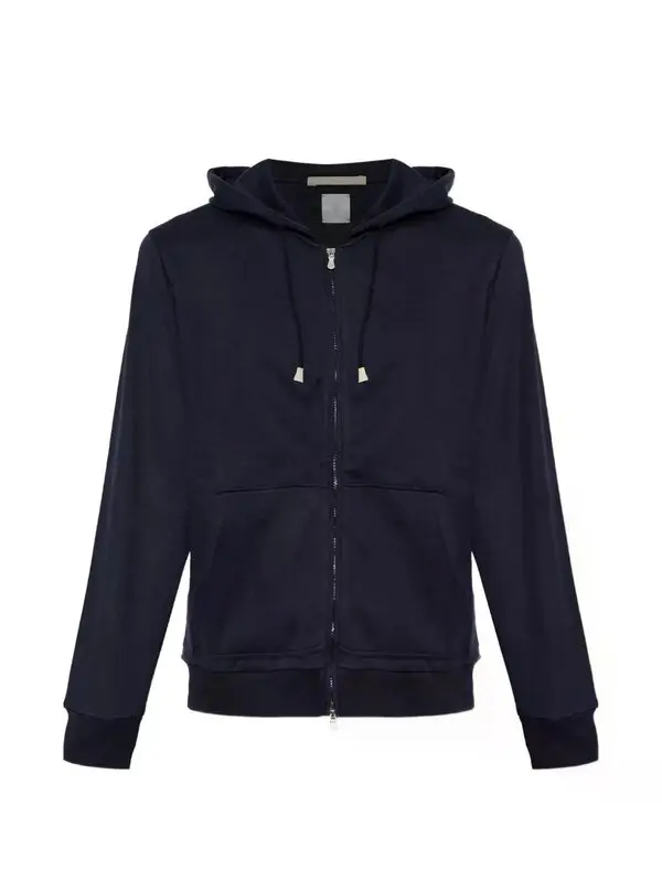 Eleventy Zip-up Drawstring Hoodie - Blue
