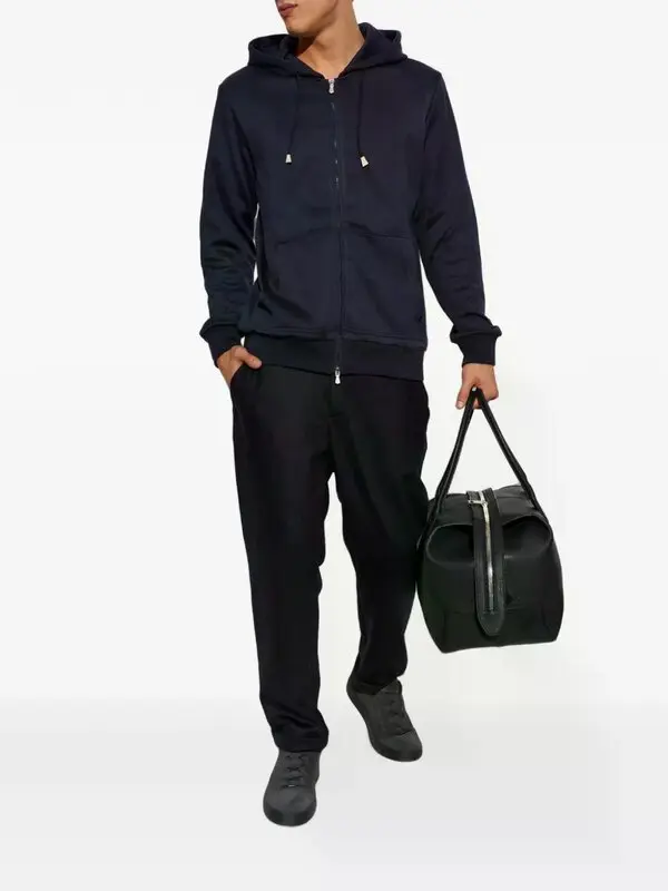 Eleventy Zip-up Drawstring Hoodie - Blue