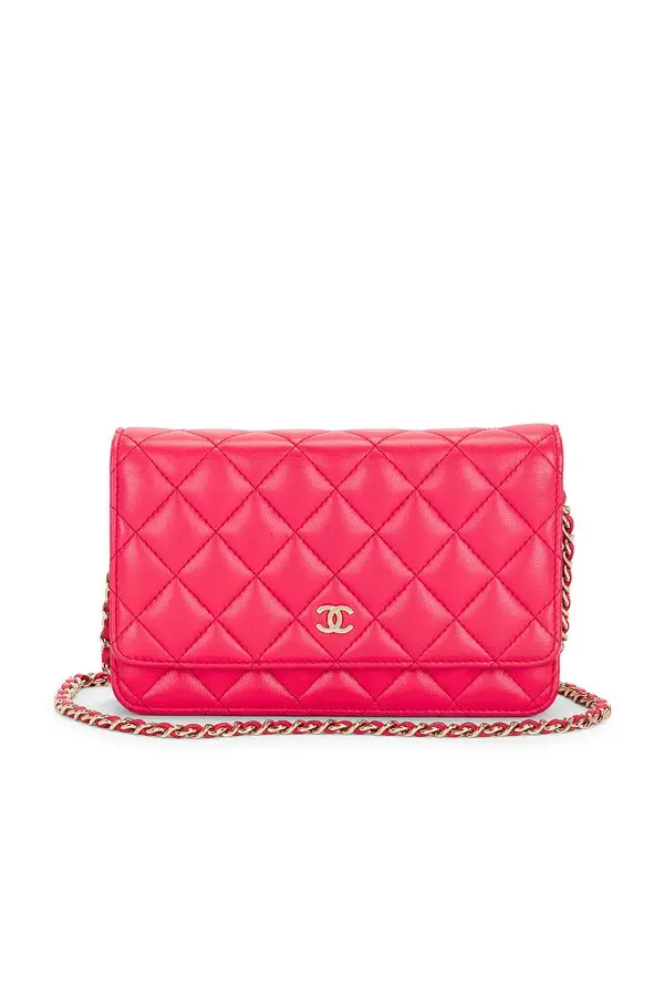 Chanel Lambskin Wallet On Chain - Red