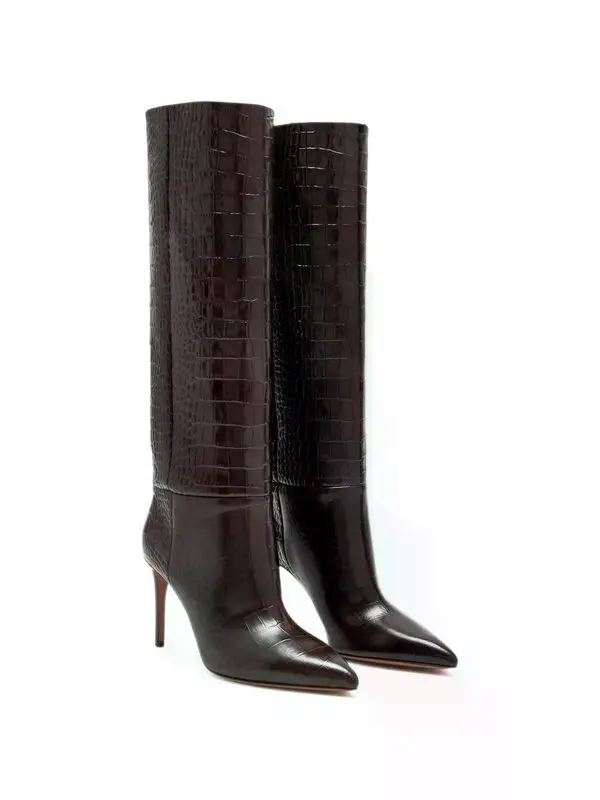 Paris Texas Croc-effect Leather Boots - Brown