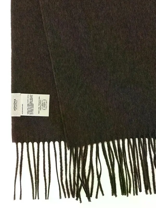 Agnona Embroidered-logo Fringed Scarf