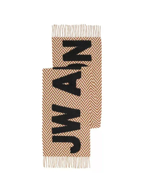 JW Anderson Herringbone-knit Logo Scarf - Brown