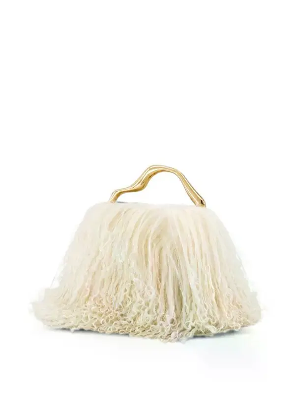 Cult Gaia Backgammon Faux-fur Clutch Bag With Sculptural Top Handle - Neutrals