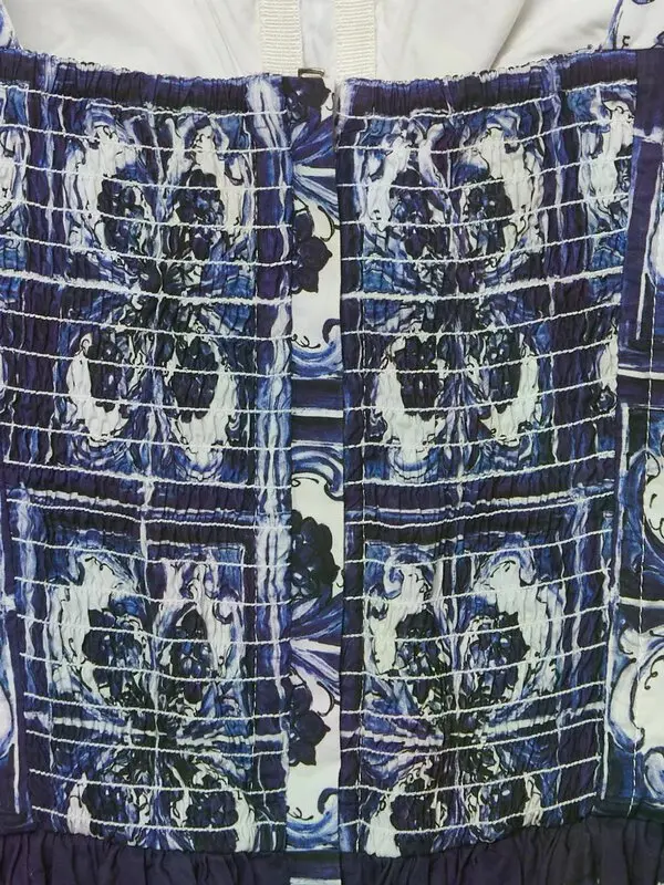 Dolce & Gabbana Midi Majolica Print Bustier Dress