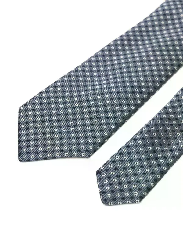 Canali Geometric Pattern Silk Neck Tie - Blue