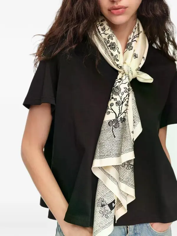 Bimba Y Lola Two-tone Lace Floral Scarf