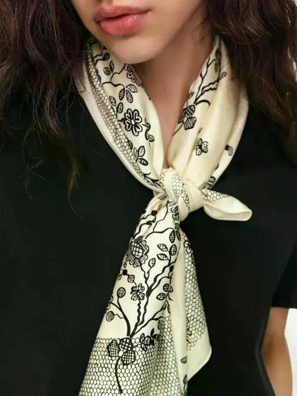 Bimba Y Lola Two-tone Lace Floral Scarf