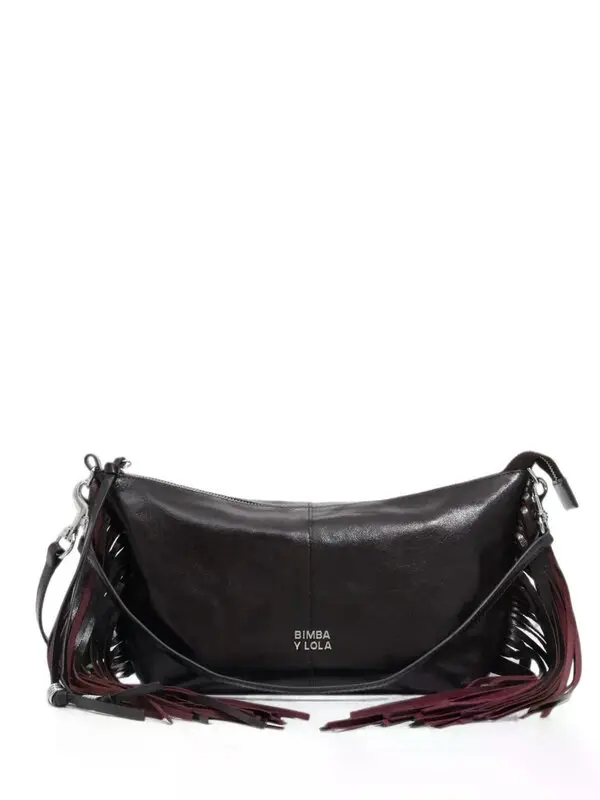 Bimba Y Lola Medium Burgundy Fringed Leather Madrid Bag - Red