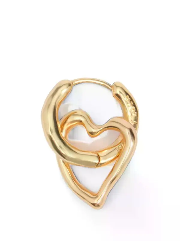 Bimba Y Lola Textured Double Hoop Heart Earrings