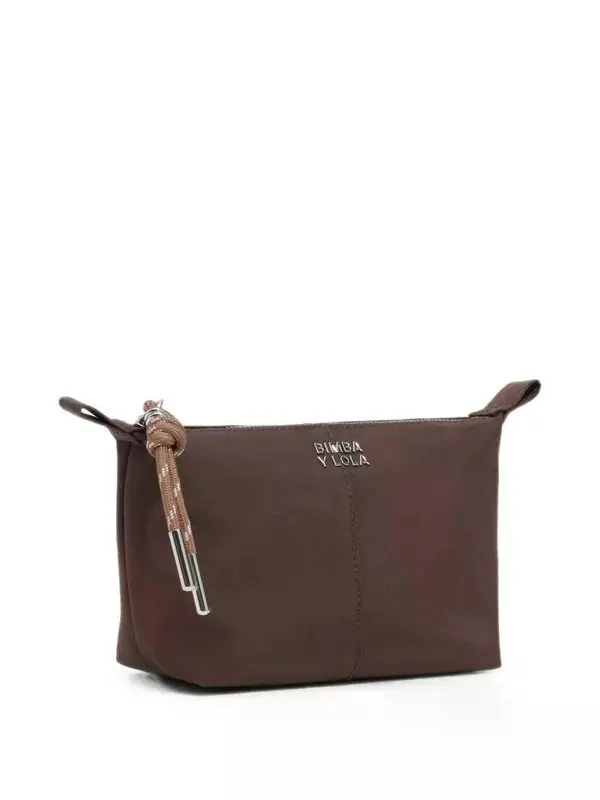 Bimba Y Lola Small Mocha Nylon Trapecio Toiletry Bag