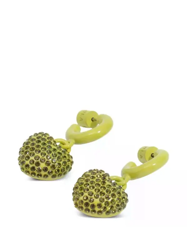 Bimba Y Lola Silver Hoop Earrings With Lime Crystals Heart