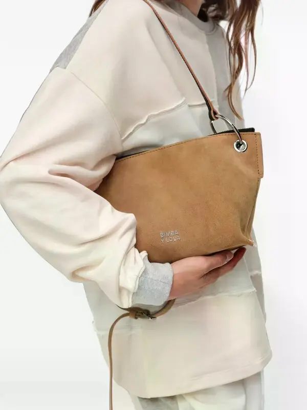 Bimba Y Lola Medium Natural Suede Trapecio Bag