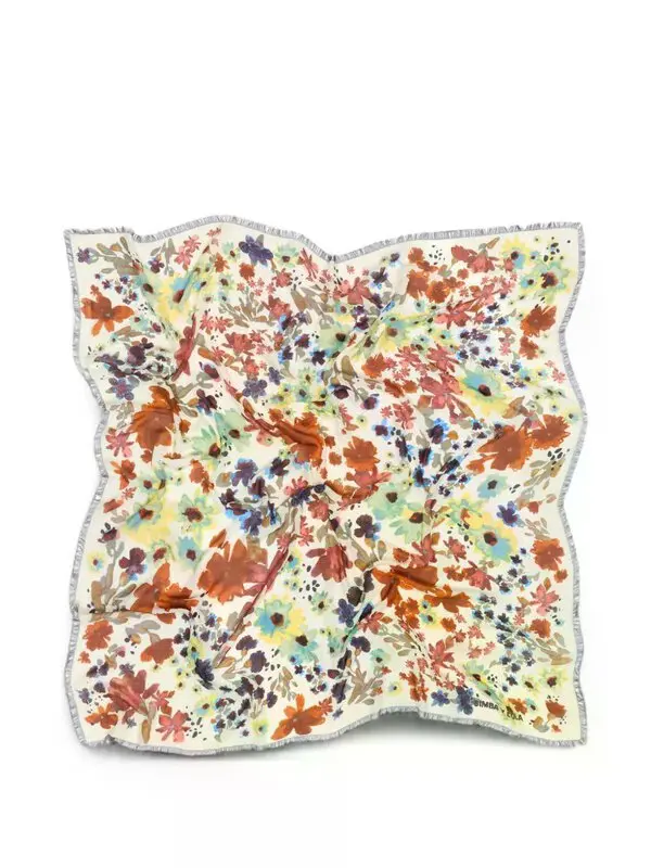 Bimba Y Lola Floral-print Fringed Scarf