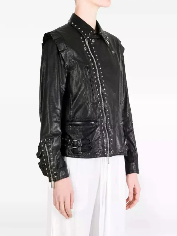 Noir Kei Ninomiya Stud-embellished Ruffled Jacket - Black