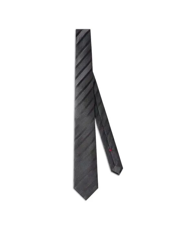 Brunello Cucinelli Texured Tone-on-tone Stripe Silk Tie - Grey