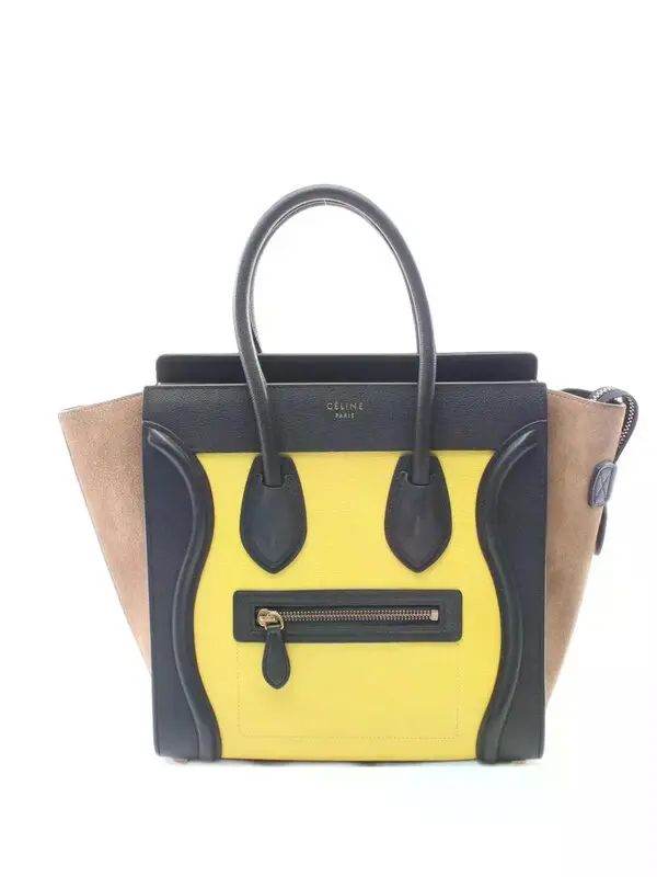 Celine 2000s Luggage Micro Leather Tote Bag - Black